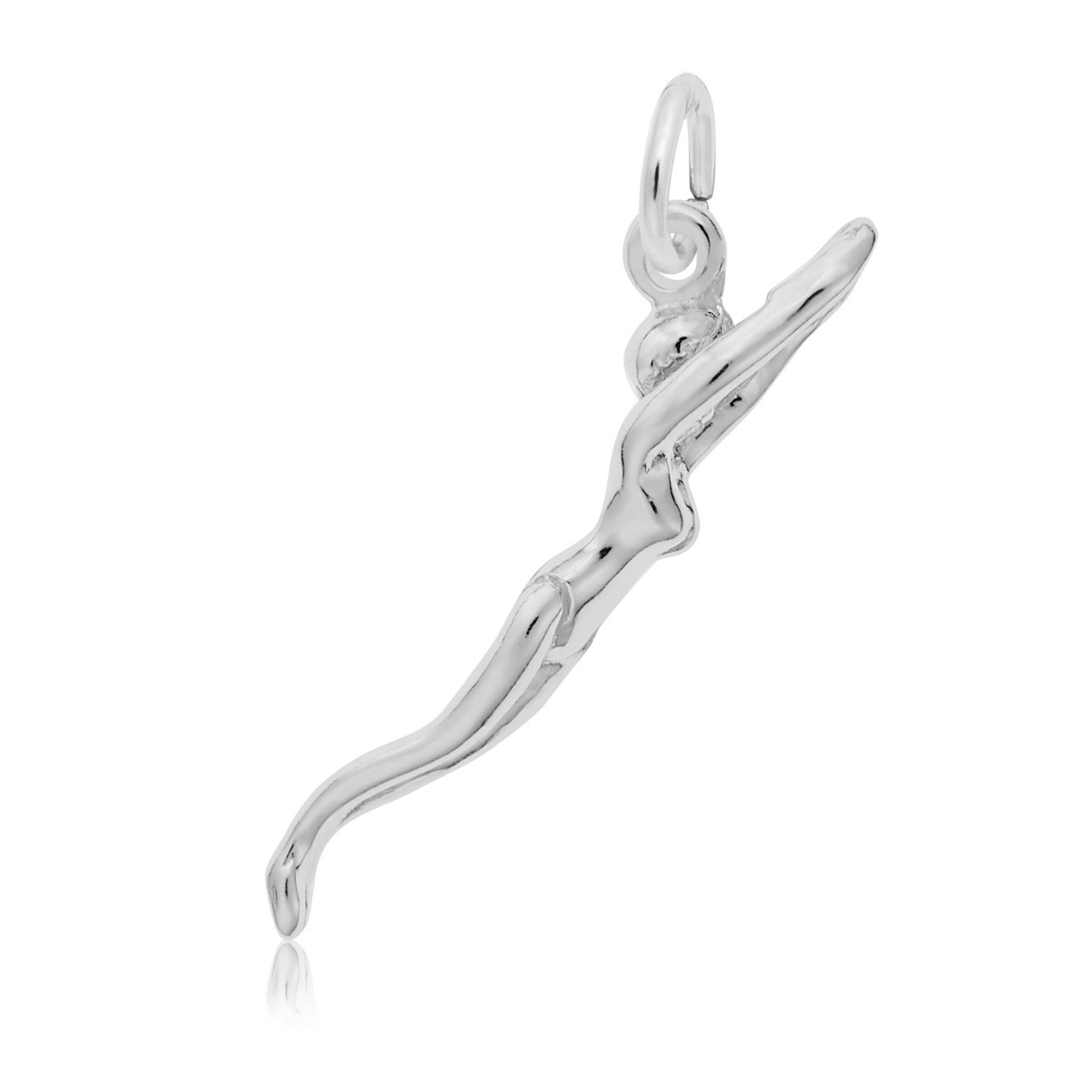 Diving Female Swimmer Charm in Sterling Silver - Riddle's Jewelry