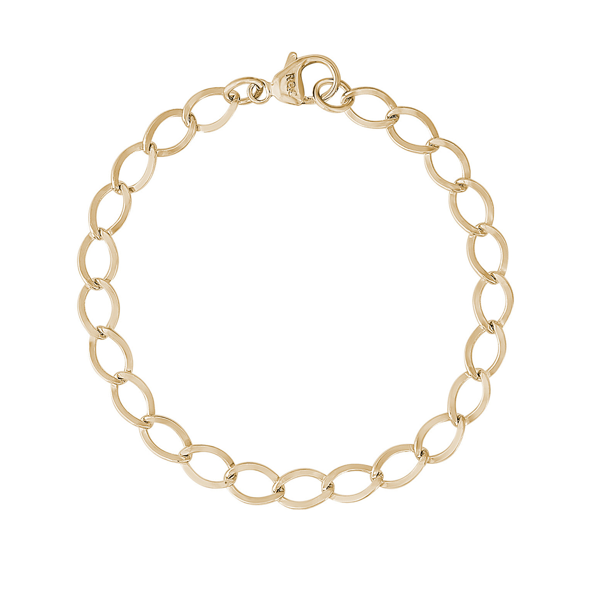 7" Elongated Oval Link Charm Bracelet in 14K Yellow Gold - Riddle's Jewelry